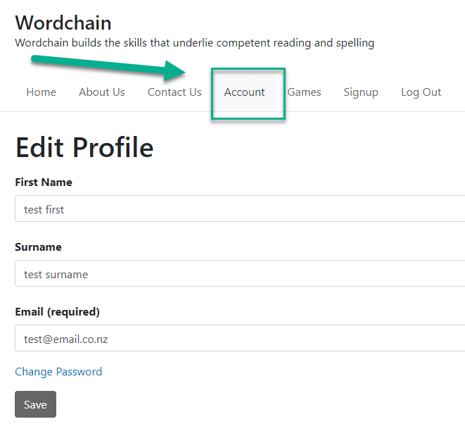 I Want To Change My Name Email Or Password Wordchain Reading Apps